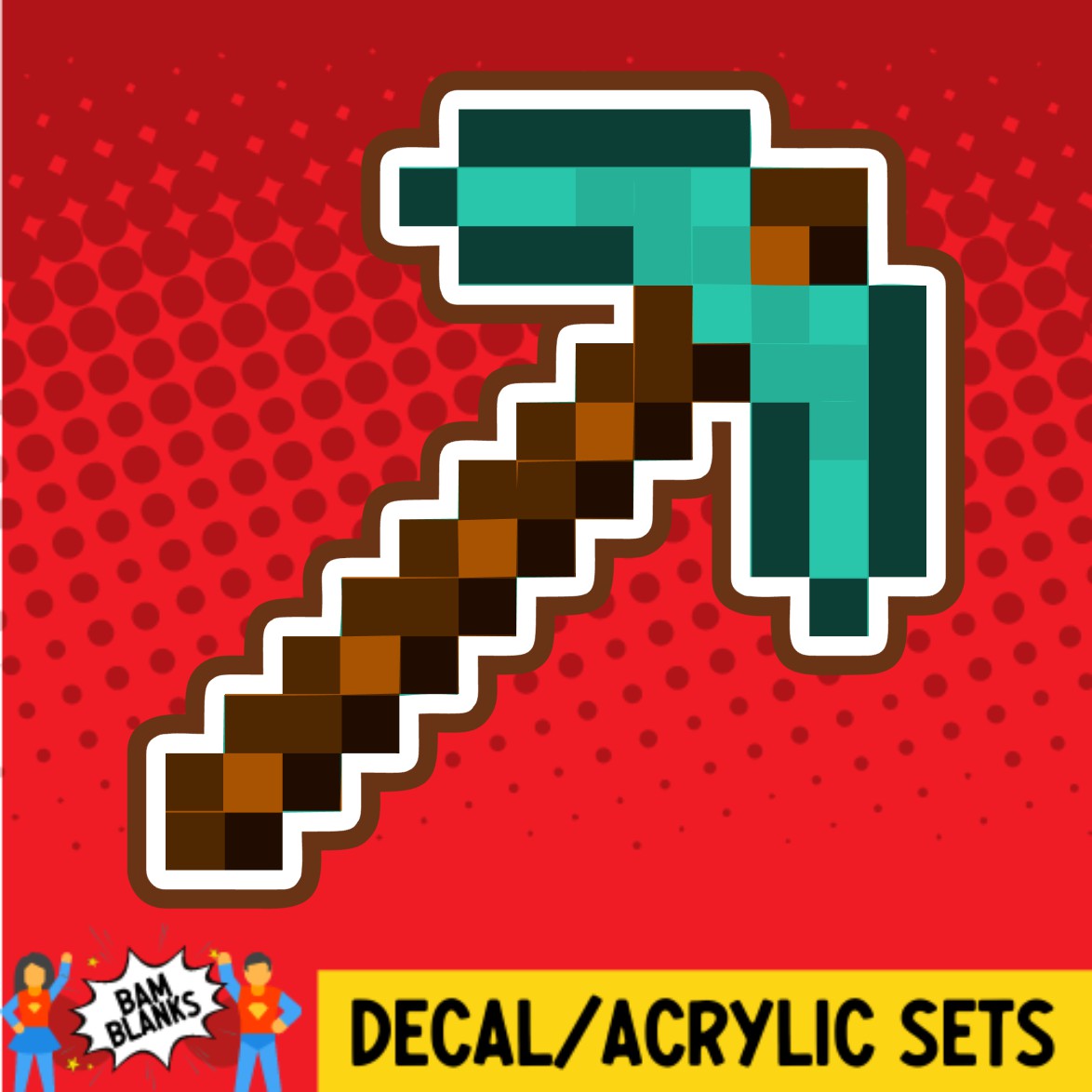 Block Pickaxe - DECAL AND ACRYLIC SHAPE #DA02533 – BAM Blanks and More