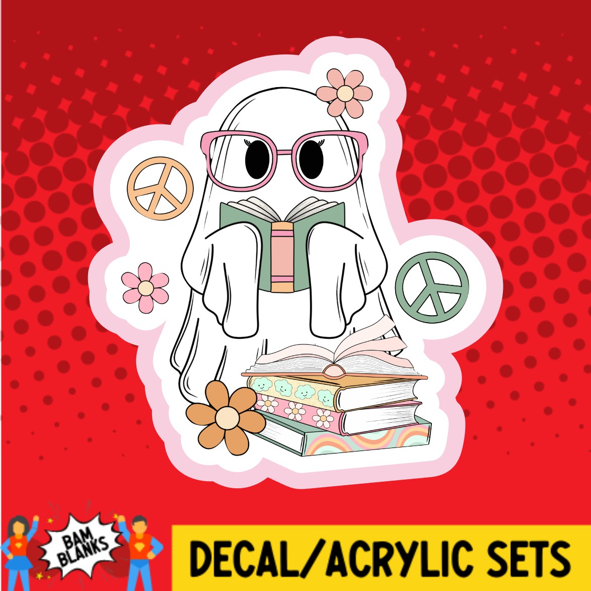 Bookish Ghost - DECAL AND ACRYLIC SHAPE #DA02192 – BAM Blanks and More