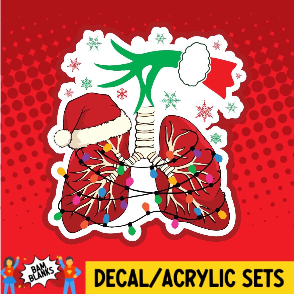 Christmas Lungs with Green Hand - DECAL AND ACRYLIC SHAPE #DA02523 ...
