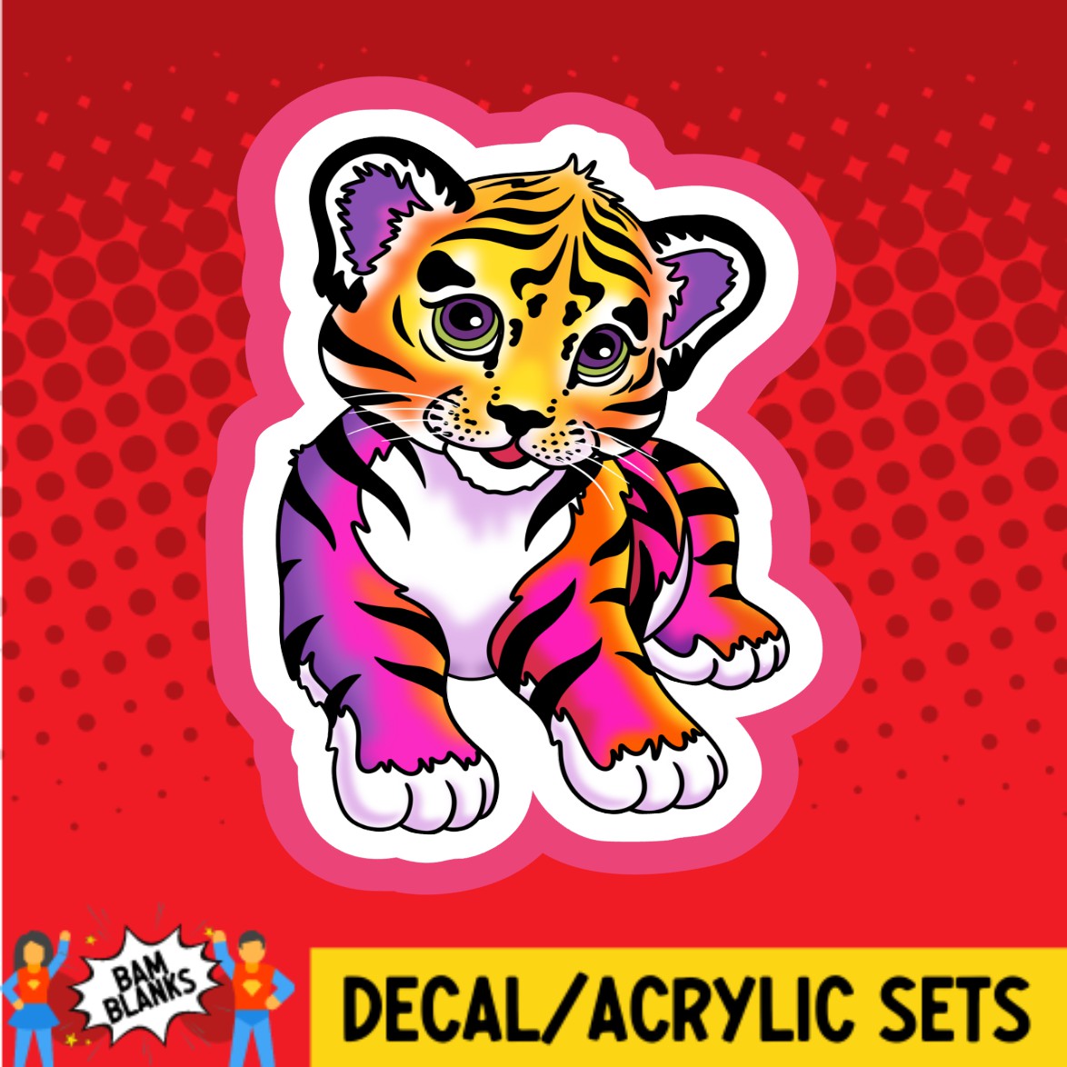 Colorful Tiger - DECAL AND ACRYLIC SHAPE #DA02684 – BAM Blanks and More