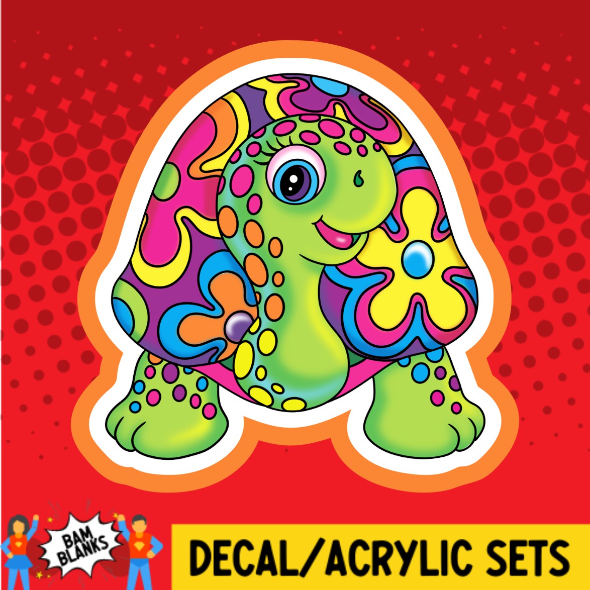 Colorful Turtle - DECAL AND ACRYLIC SHAPE #DA02685 – BAM Blanks and More