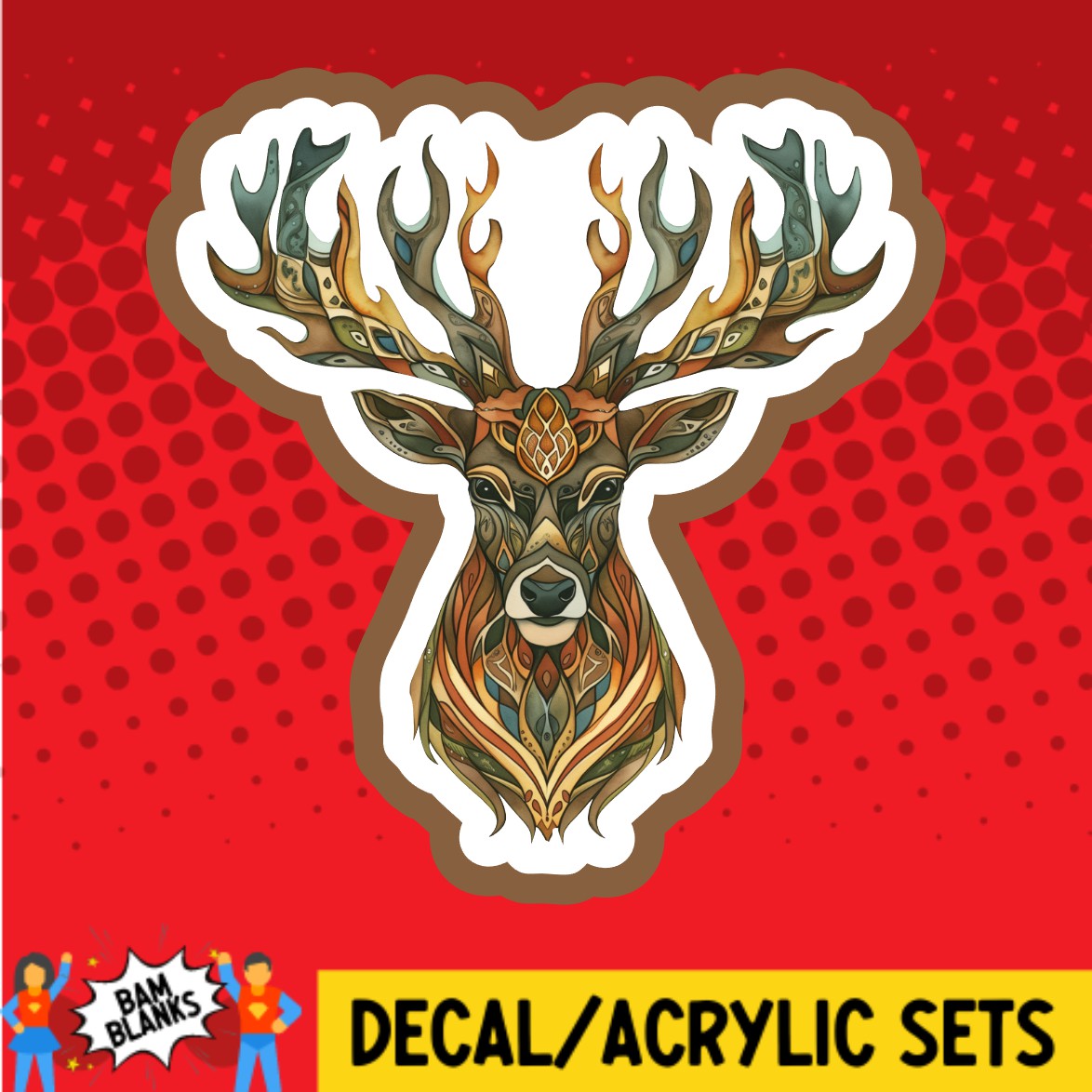 Deer Boho - DECAL AND ACRYLIC SHAPE #DA02414 – BAM Blanks and More