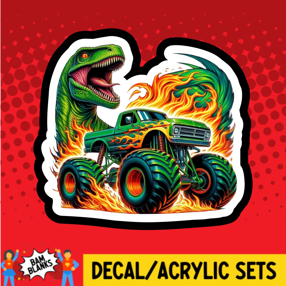 Dino Monster Truck - DECAL AND ACRYLIC SHAPE #DA02401 – BAM Blanks and More