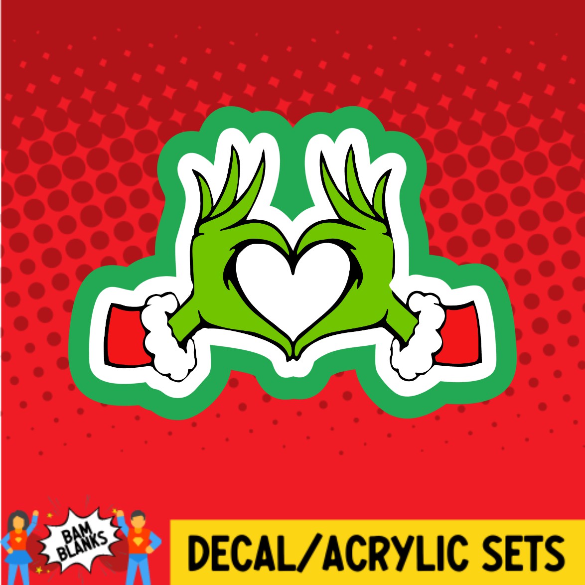 Green Hand Heart - DECAL AND ACRYLIC SHAPE #DA03459 – BAM Blanks and More