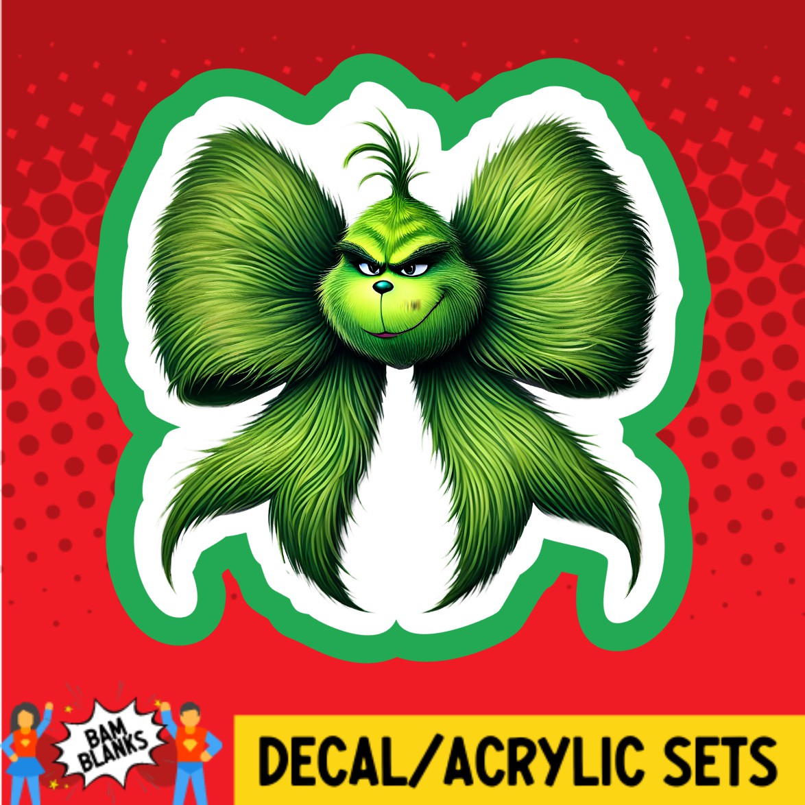 Grinch Coquette Bow - DECAL AND ACRYLIC SHAPE #DA03442 – BAM Blanks and ...