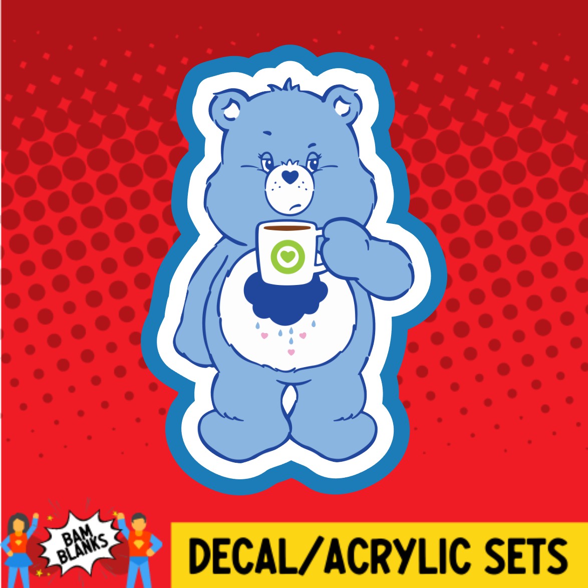 Grouchy Bear - DECAL AND ACRYLIC SHAPE #DA02418 – BAM Blanks and More