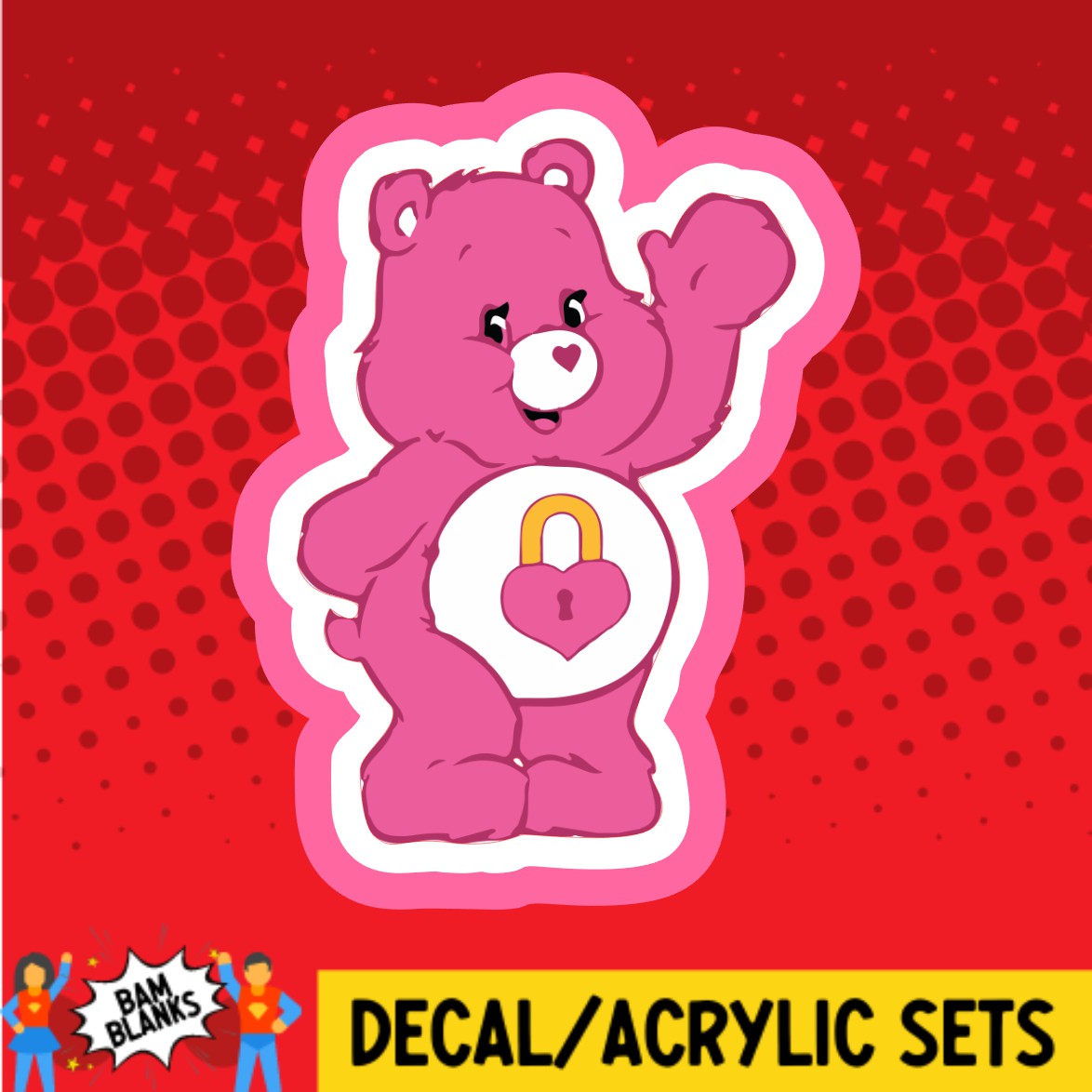 Heart Lock Bear - DECAL AND ACRYLIC SHAPE #DA02420 – BAM Blanks and More