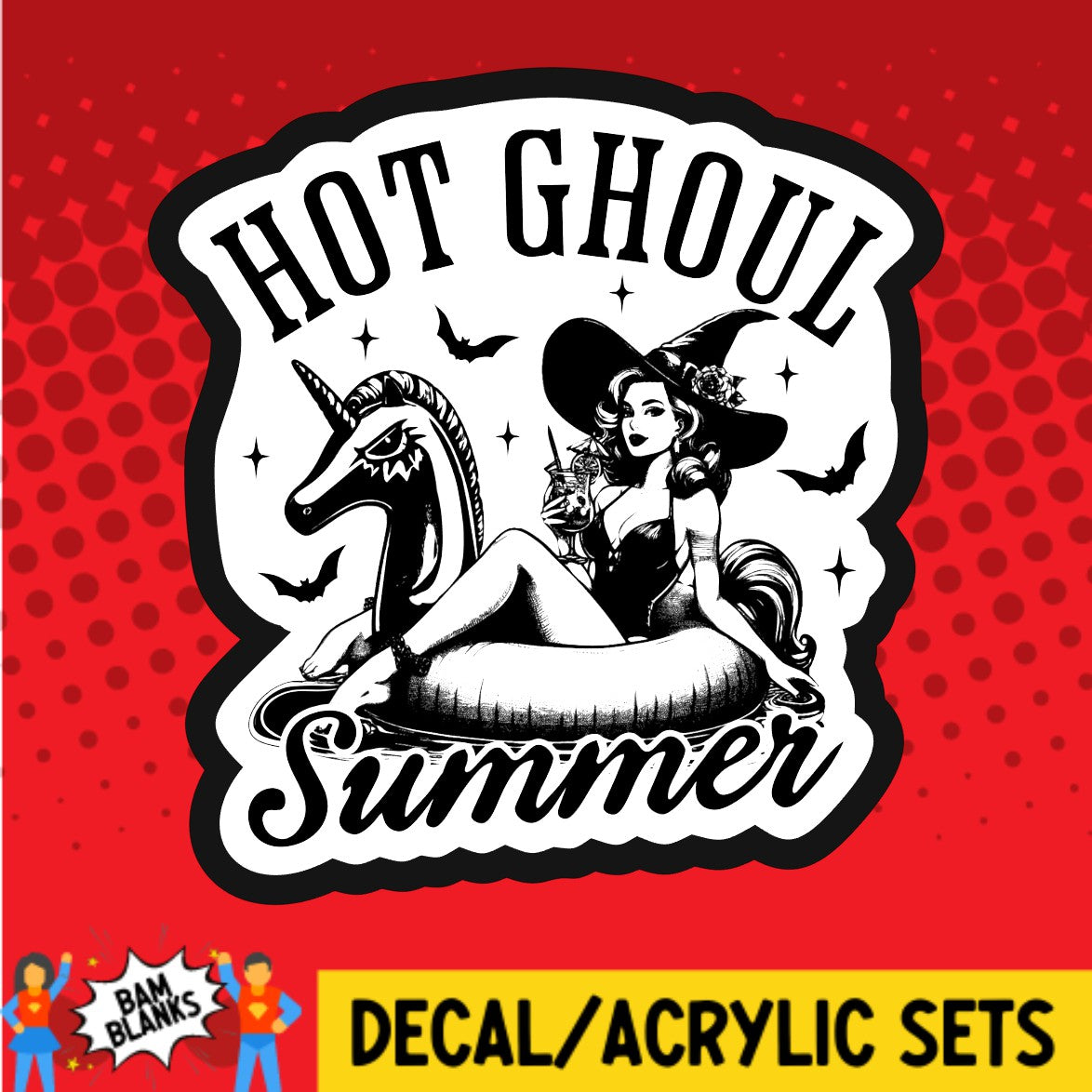 Hot Ghoul Summer Unicorn Floatie Pinup - DECAL AND ACRYLIC SHAPE #DA03 ...