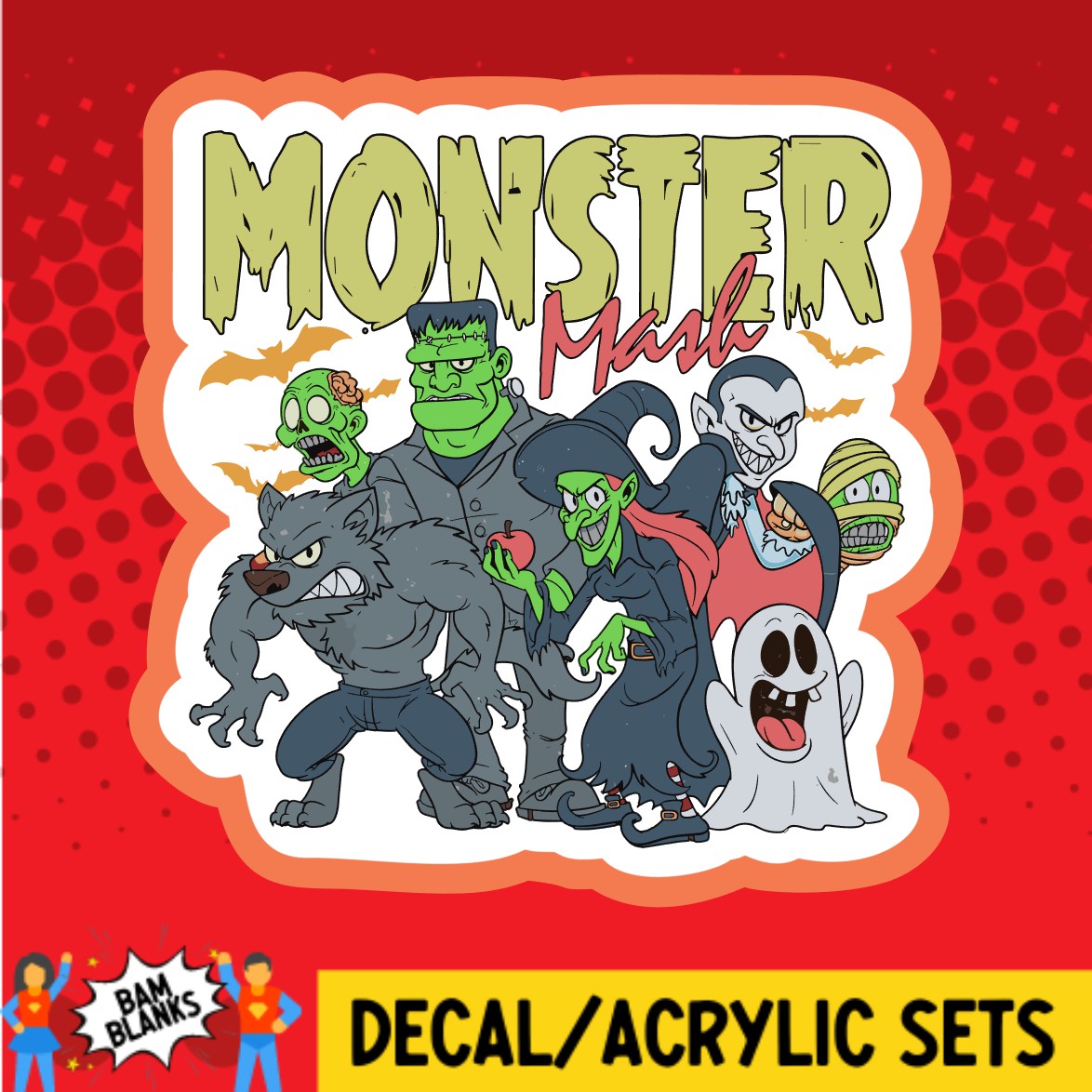 Monster Mash - DECAL AND ACRYLIC SHAPE #DA03007 – BAM Blanks and More