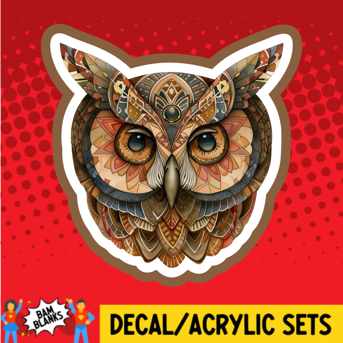 Owl Boho - DECAL AND ACRYLIC SHAPE #DA02411 – BAM Blanks and More