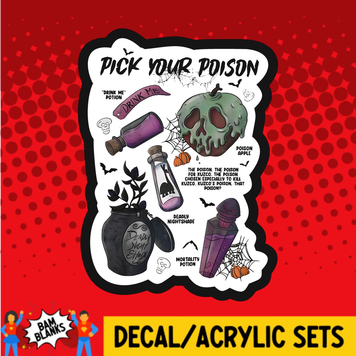 Pick Your Poison - DECAL AND ACRYLIC SHAPE #DA03017 – BAM Blanks and More