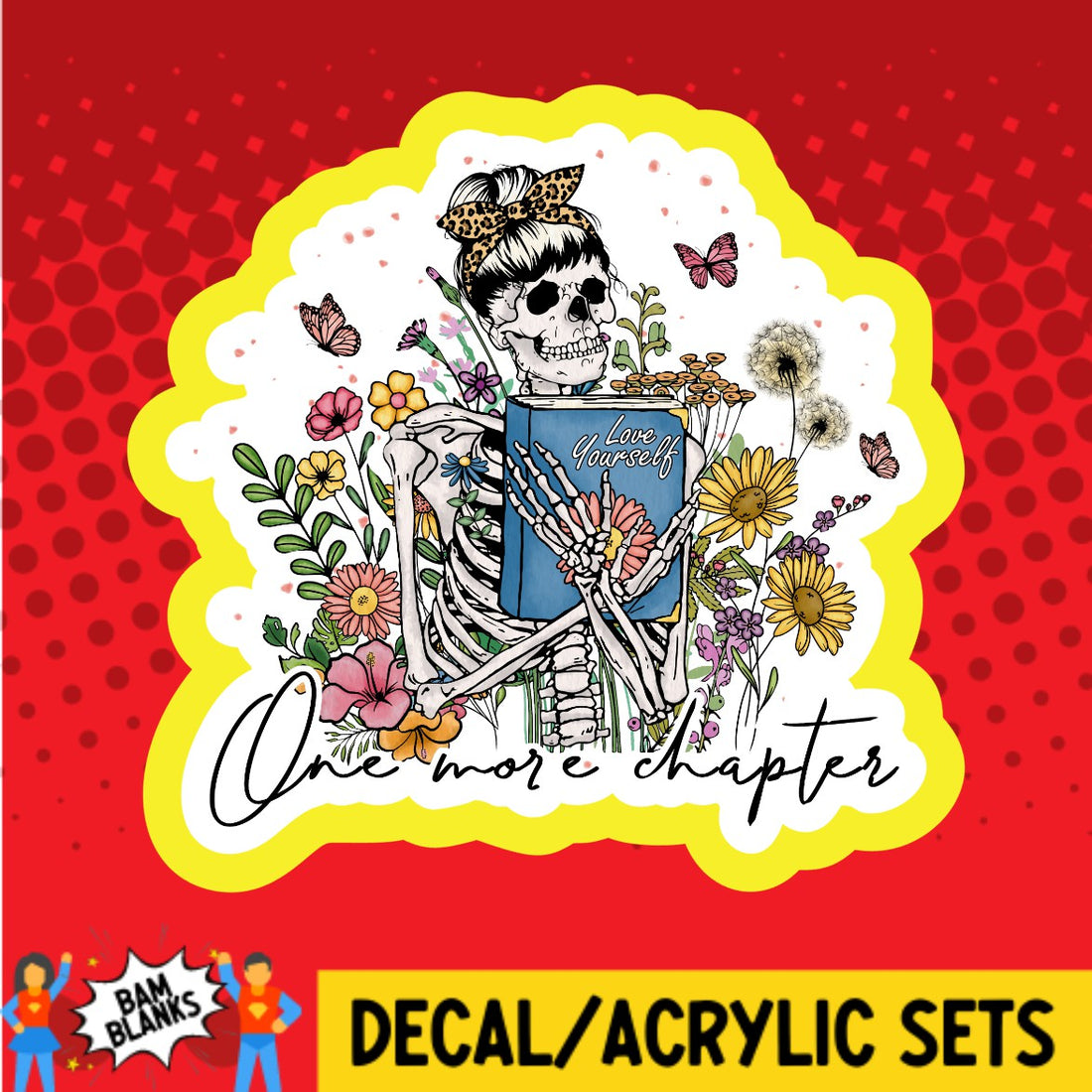 Reading Skeleton One More Chapter - DECAL AND ACRYLIC SHAPE #DA02934 ...