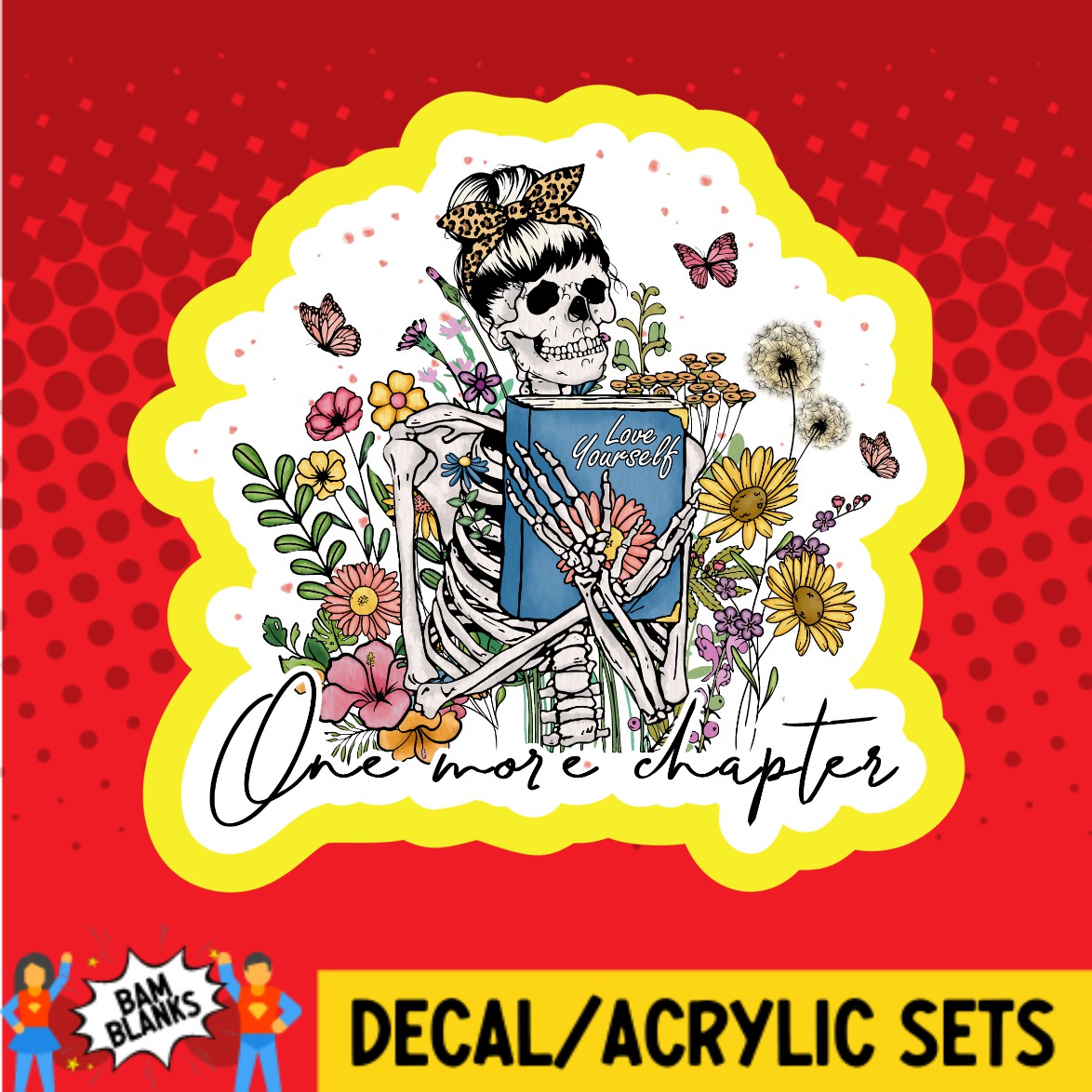 Reading Skeleton One More Chapter - DECAL AND ACRYLIC SHAPE #DA02934 ...