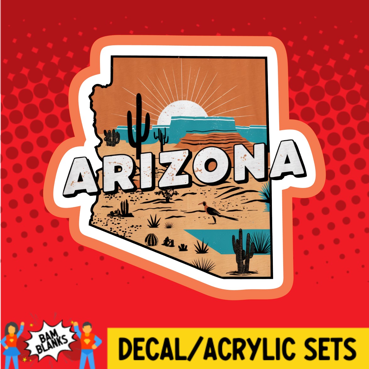 Retro Arizona - DECAL AND ACRYLIC SHAPE #DA03049 – BAM Blanks and More