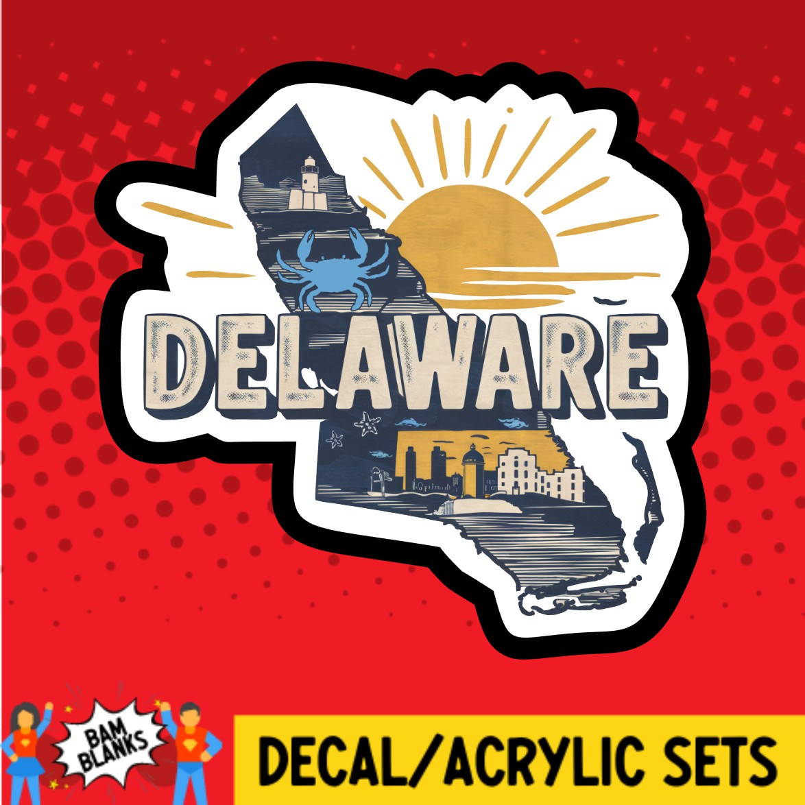 Retro Delaware - DECAL AND ACRYLIC SHAPE #DA03054 – BAM Blanks and More
