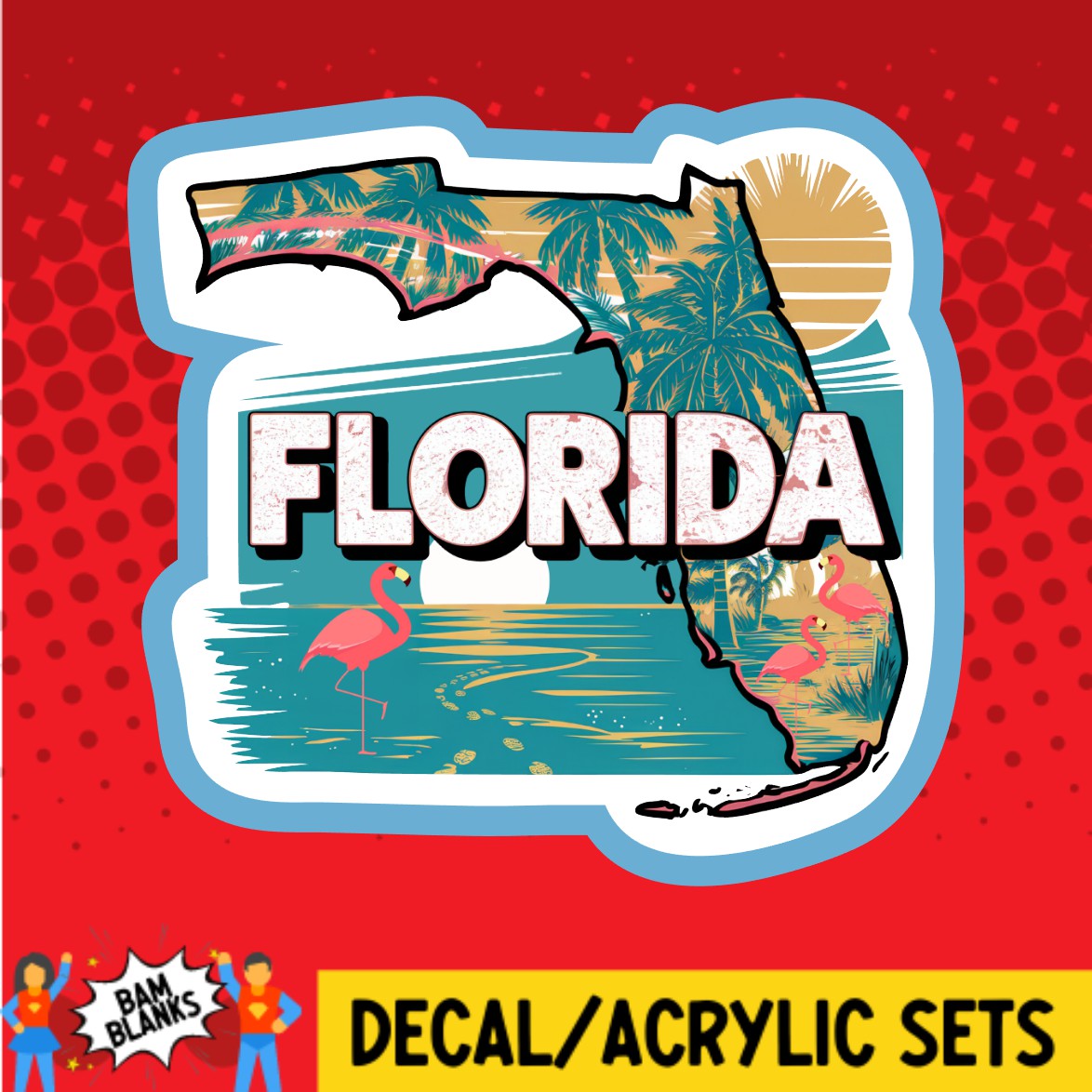 Retro Florida - DECAL AND ACRYLIC SHAPE #DA03055 – BAM Blanks and More