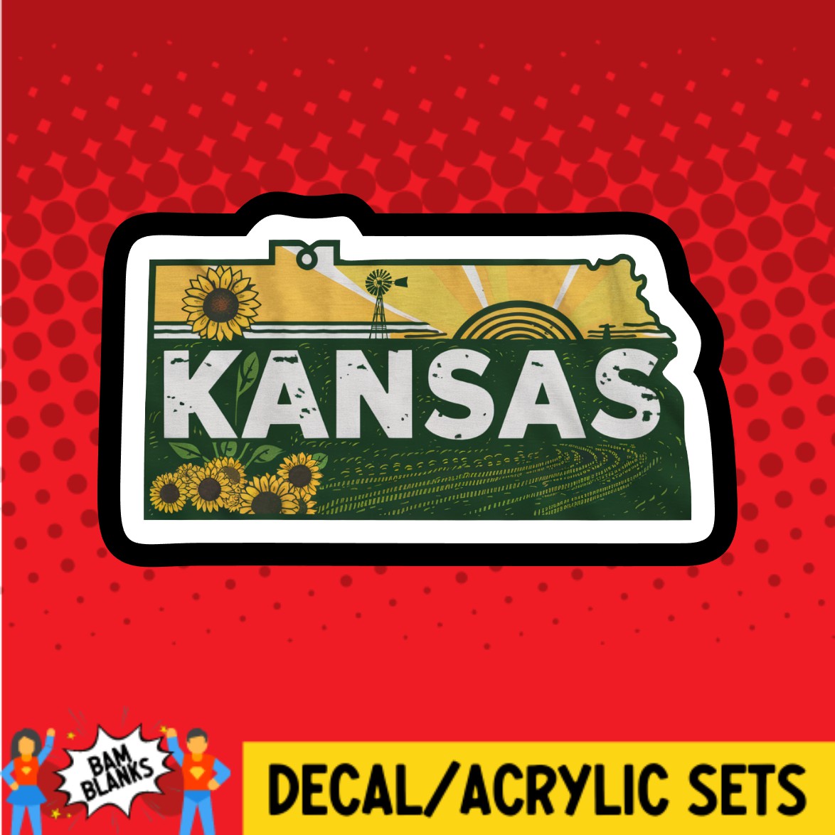 Retro Kansas - DECAL AND ACRYLIC SHAPE #DA03062 – BAM Blanks and More