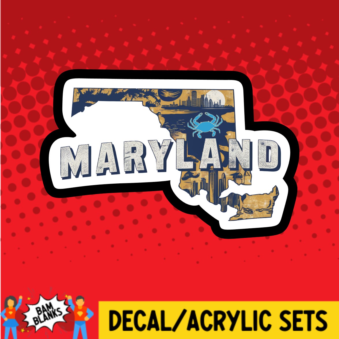Retro Maryland - DECAL AND ACRYLIC SHAPE #DA03066 – BAM Blanks and More