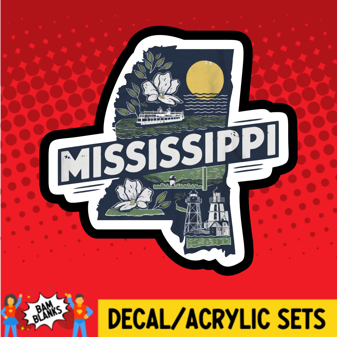 Retro Mississippi - DECAL AND ACRYLIC SHAPE #DA03070 – BAM Blanks and More