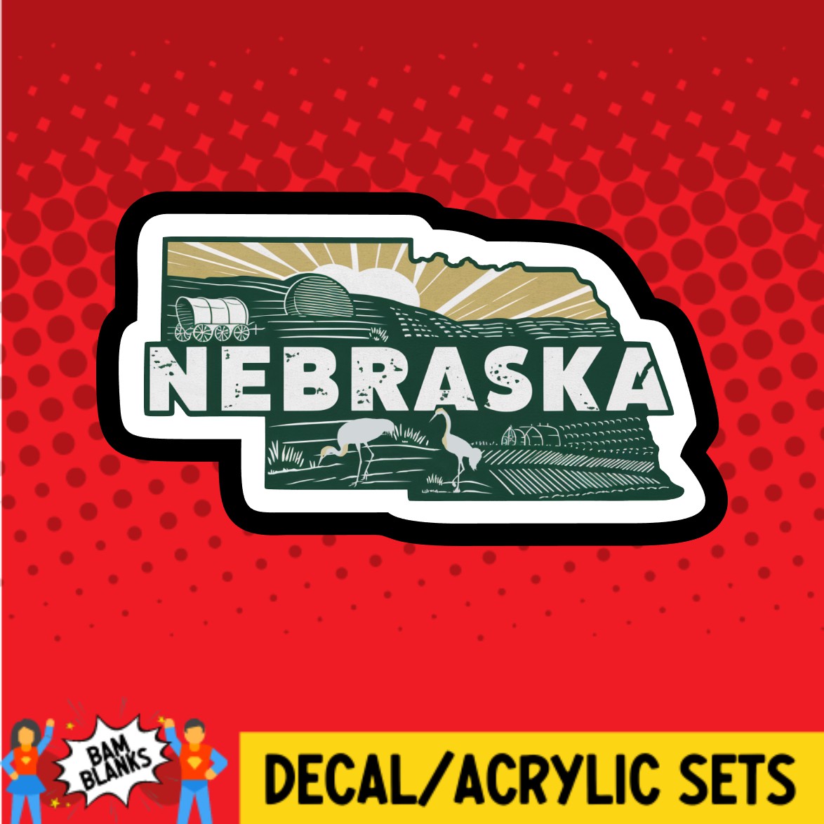 Retro Nebraska - DECAL AND ACRYLIC SHAPE #DA03073 – BAM Blanks and More