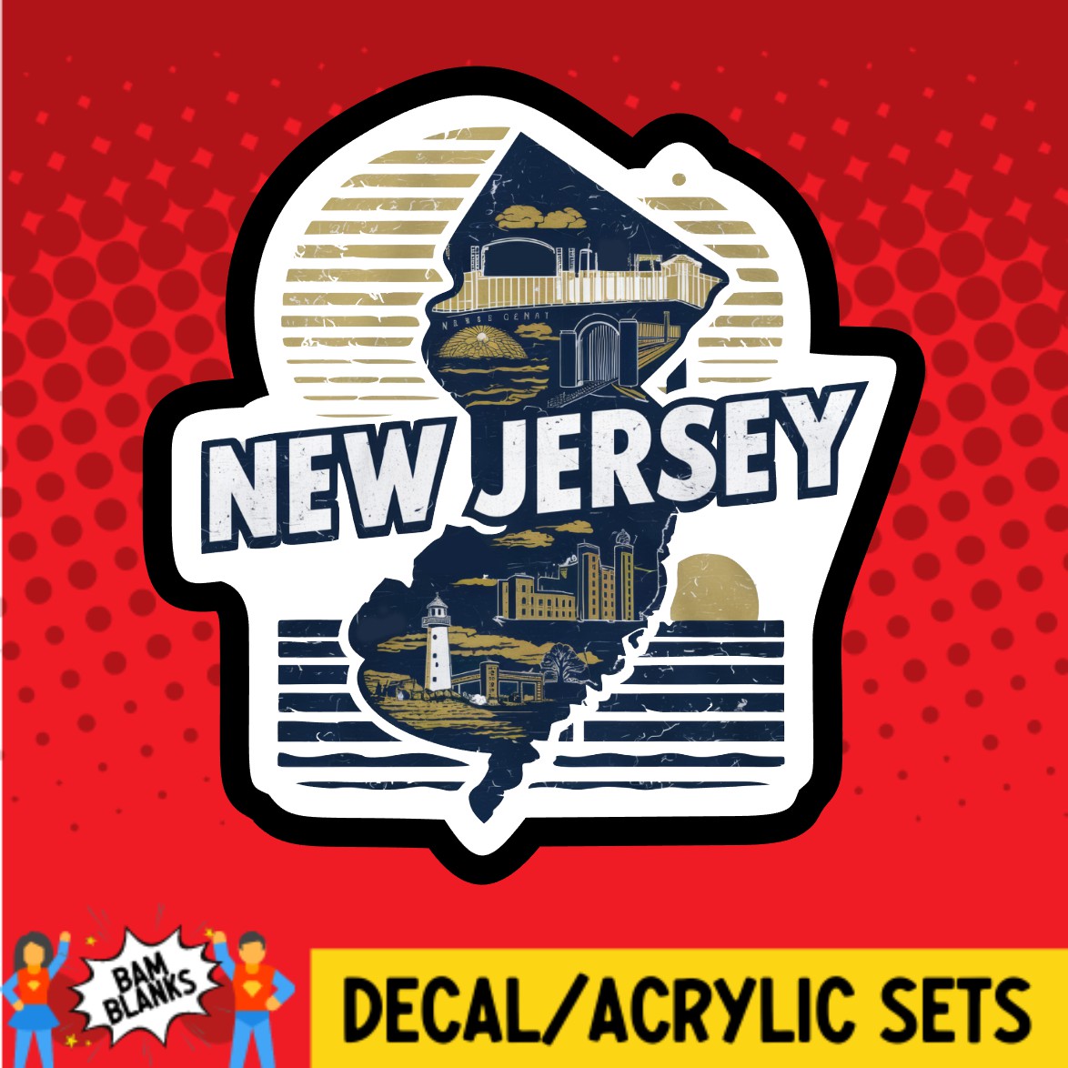 Retro New Jersey - DECAL AND ACRYLIC SHAPE #DA03076 – BAM Blanks and More