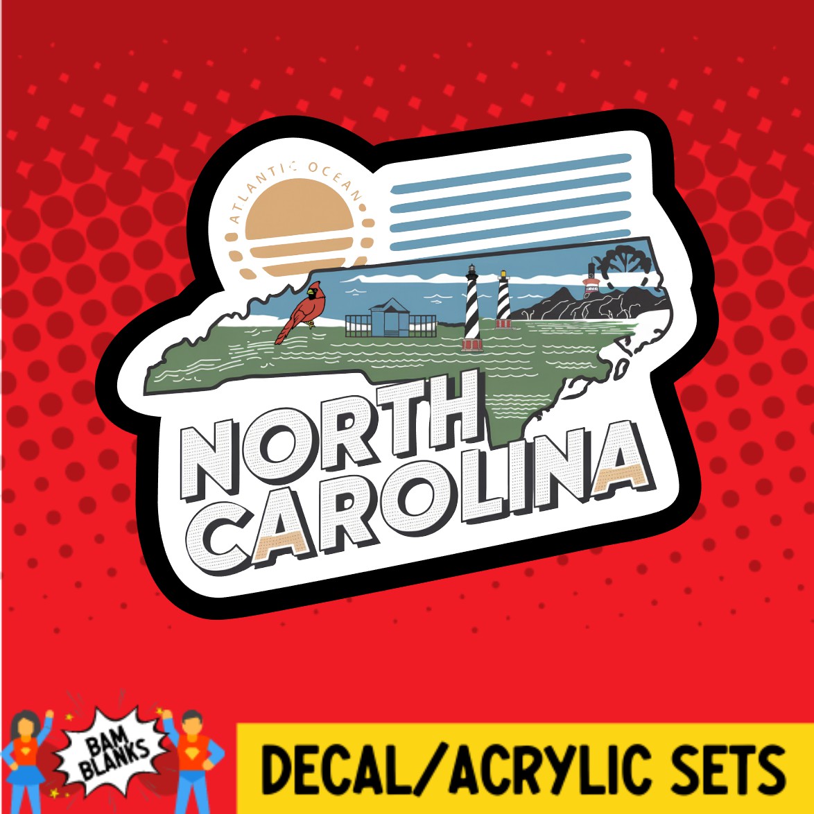 Retro North Carolina - DECAL AND ACRYLIC SHAPE #DA03079 – BAM Blanks ...