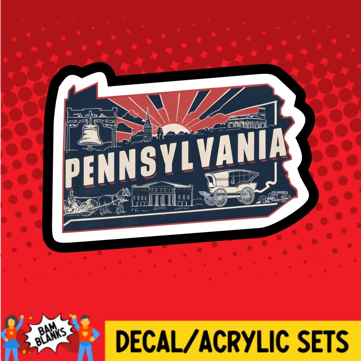 Retro Pennsylvania - DECAL AND ACRYLIC SHAPE #DA03084 – BAM Blanks and More