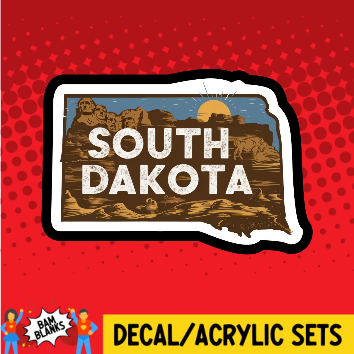 Retro South Dakota - DECAL AND ACRYLIC SHAPE #DA03087 – BAM Blanks and More
