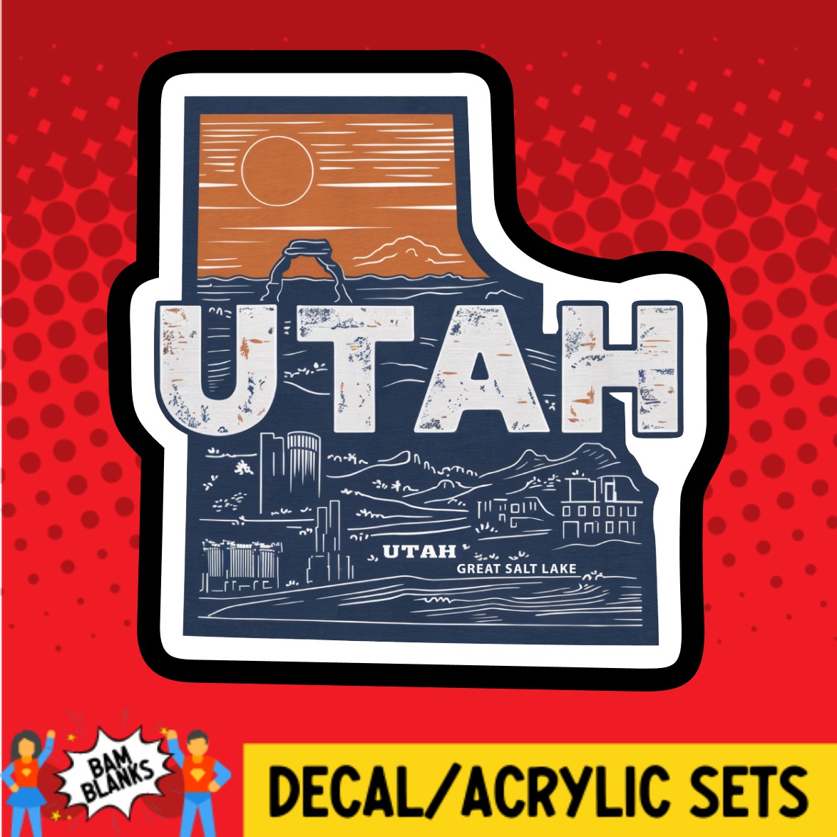 Retro Utah - DECAL AND ACRYLIC SHAPE #DA03090 – BAM Blanks and More