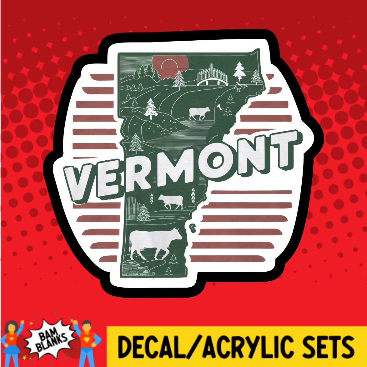 Retro Vermont - DECAL AND ACRYLIC SHAPE #DA03091 – BAM Blanks and More