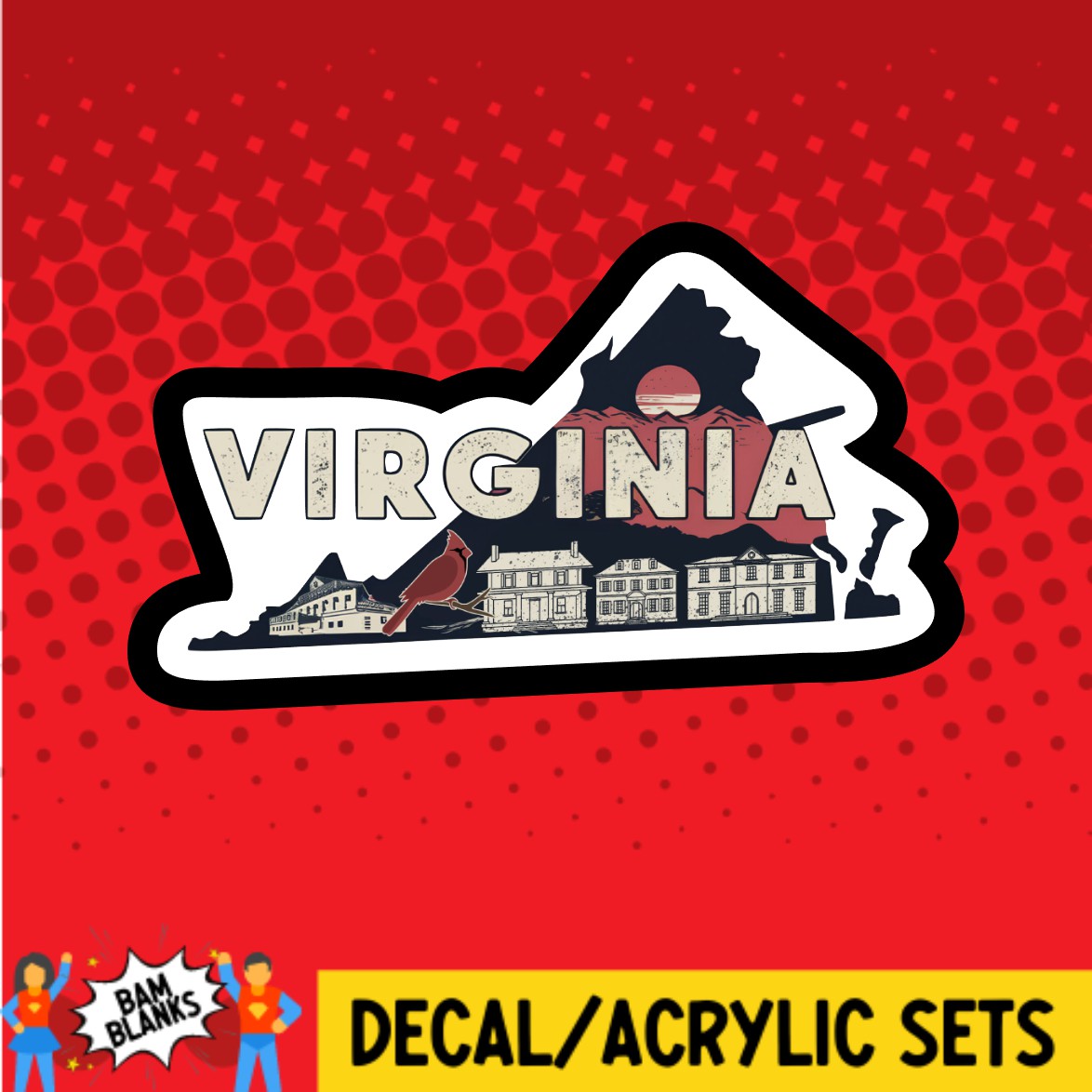 Retro Virginia - DECAL AND ACRYLIC SHAPE #DA03092 – BAM Blanks and More