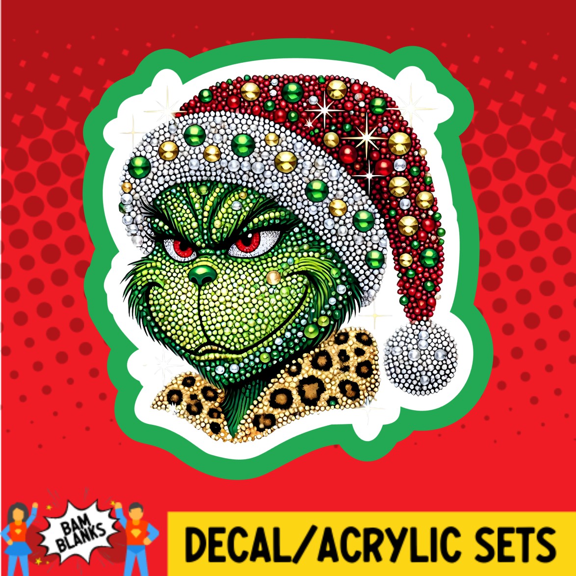 Rhinestone Grinch - DECAL AND ACRYLIC SHAPE #DA03448 – BAM Blanks and More