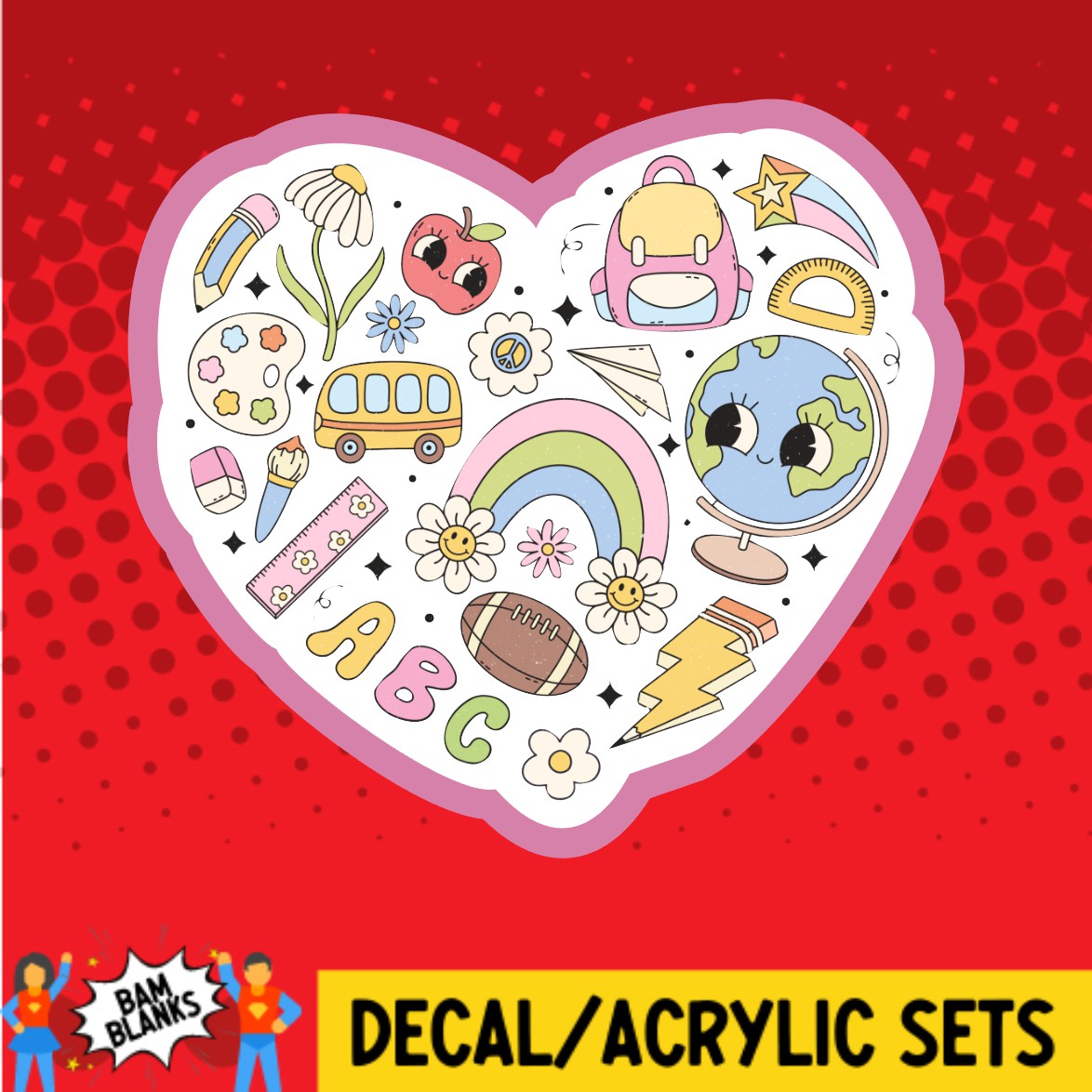 School Heart Collage - DECAL AND ACRYLIC SHAPE #DA03097 – BAM Blanks ...