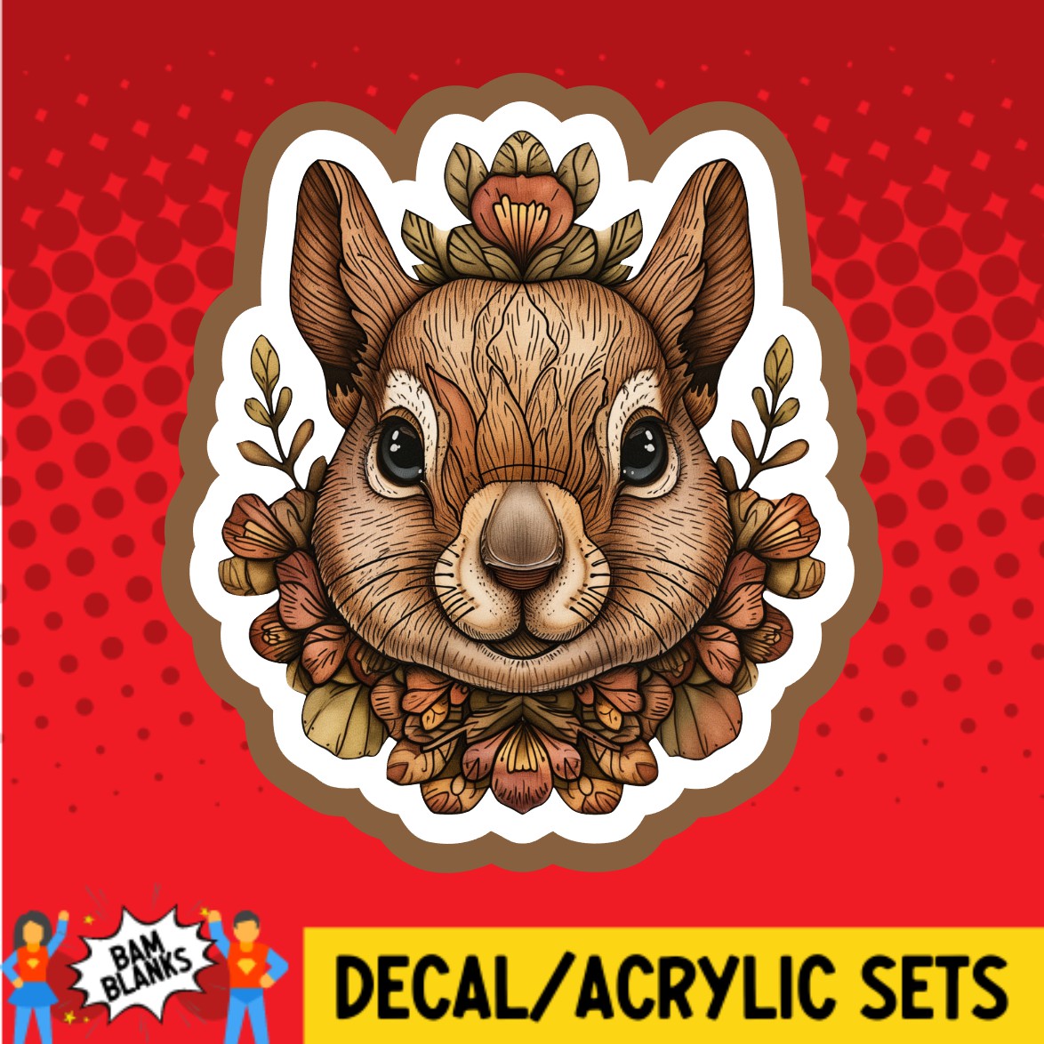Squirrel Boho - DECAL AND ACRYLIC SHAPE #DA02413 – BAM Blanks and More