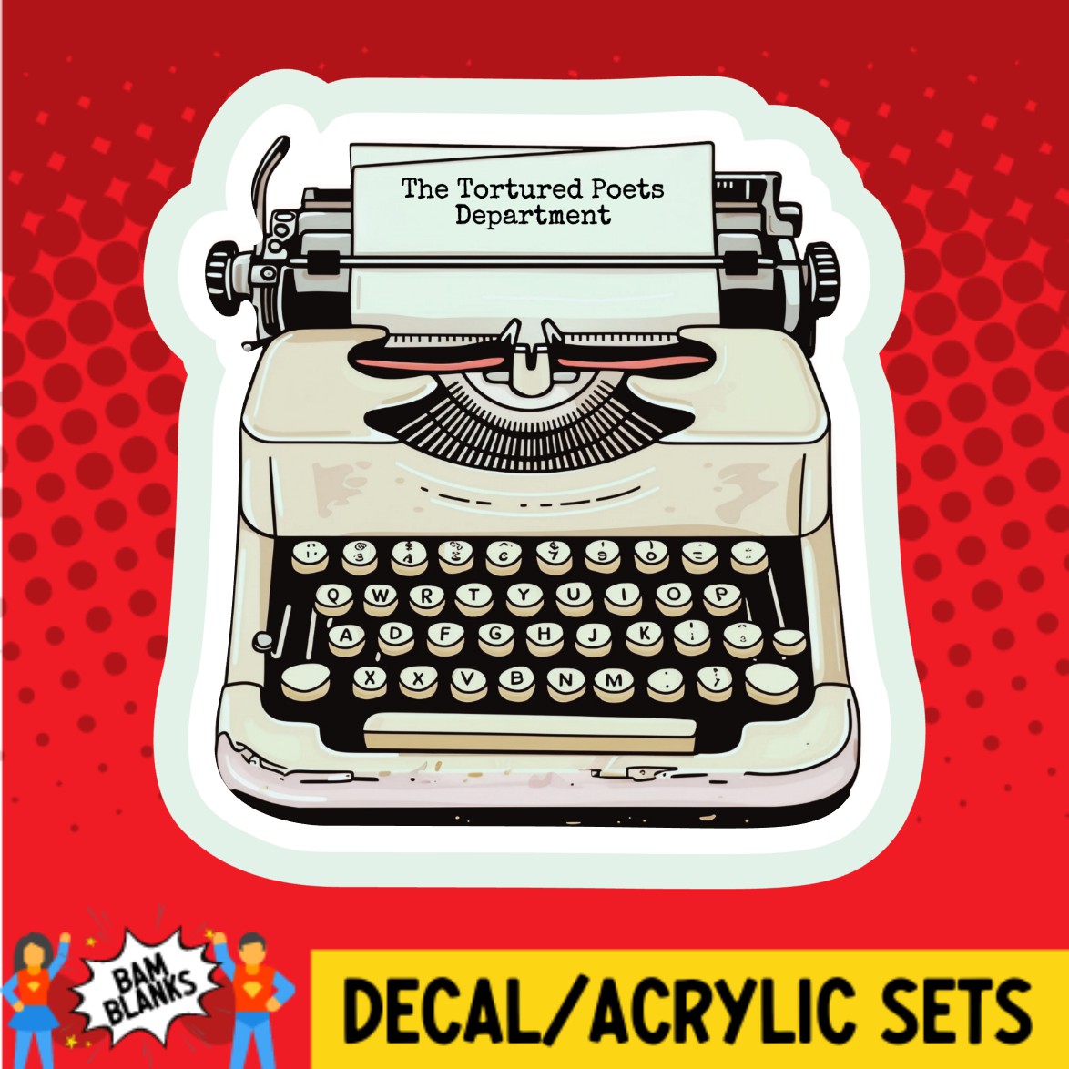TTPD Typewriter - DECAL AND ACRYLIC SHAPE #DA02645 – BAM Blanks and More