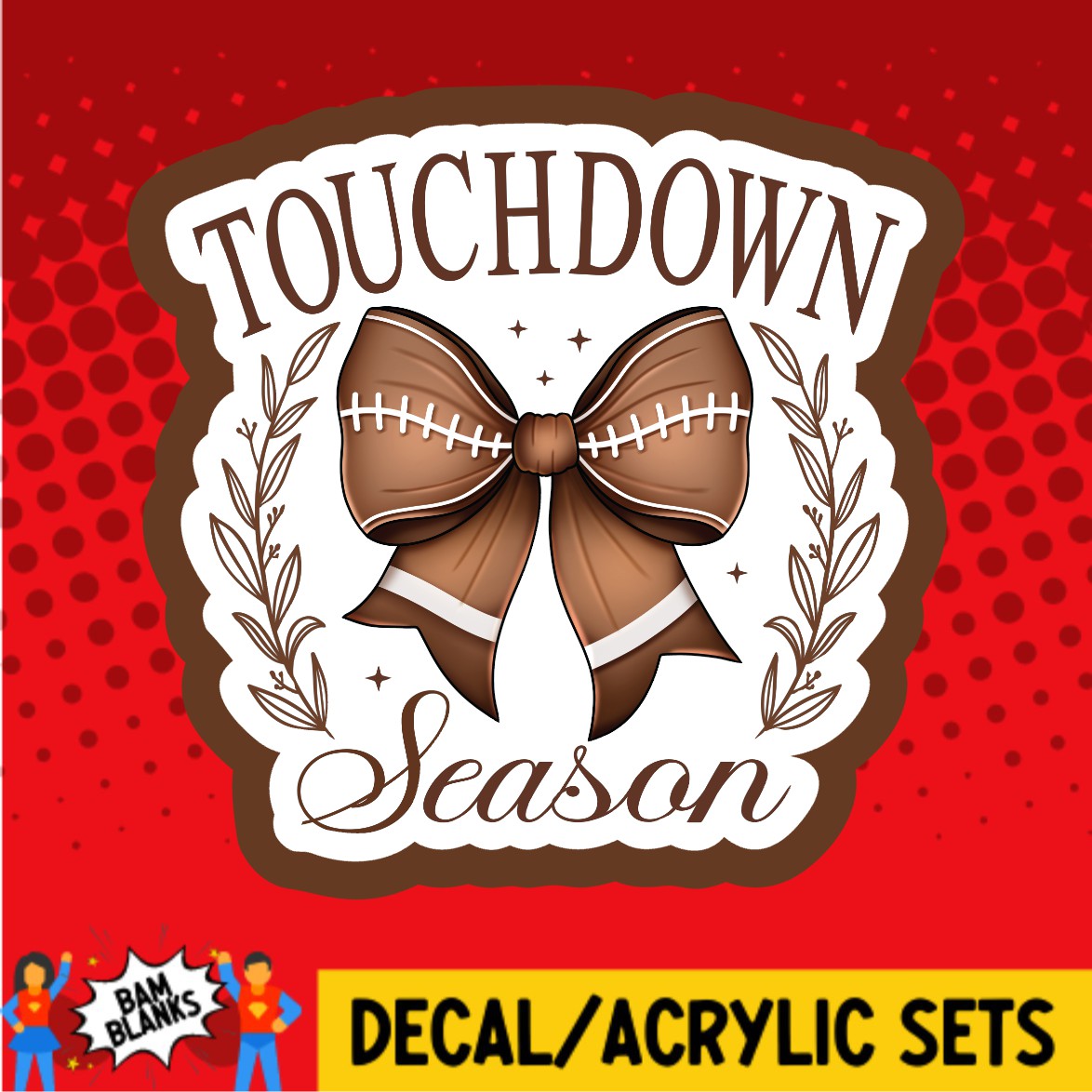 Touchdown Season Coquette Bow - DECAL AND ACRYLIC SHAPE #DA03338 – BAM ...