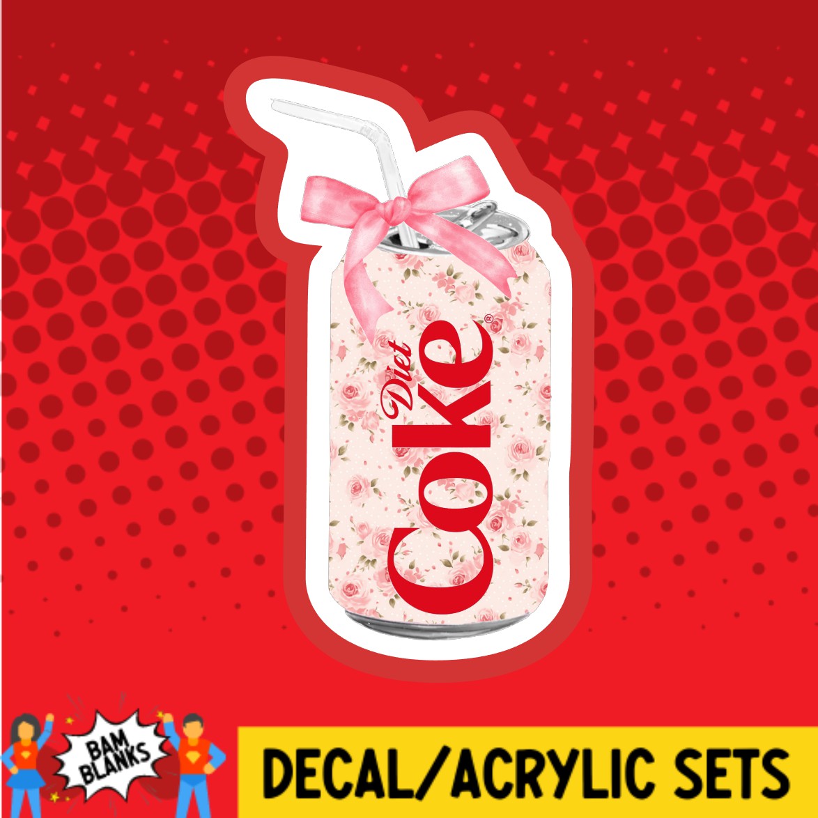 Vintage Rose Diet Coke - DECAL AND ACRYLIC SHAPE #DA03479 – BAM Blanks ...