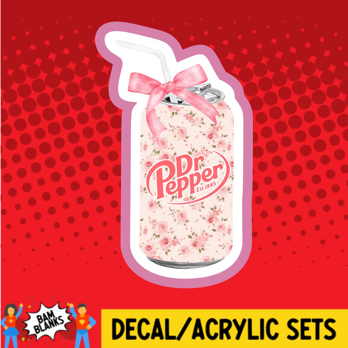 Vintage Rose Dr Pepper - DECAL AND ACRYLIC SHAPE #DA03235 – BAM Blanks ...