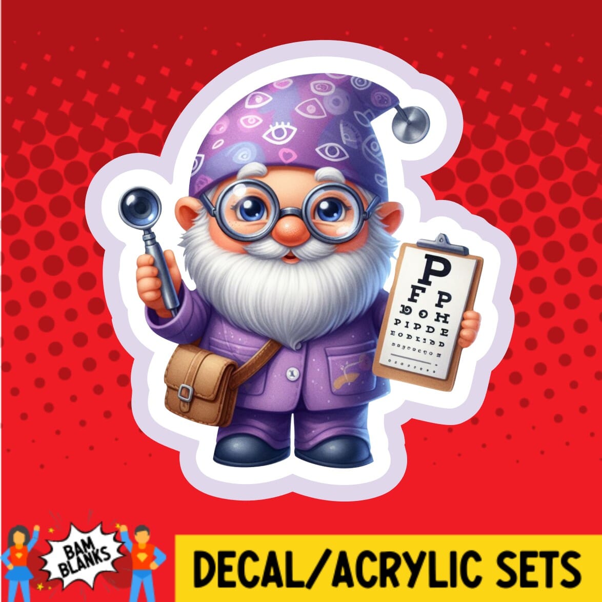 Eye Doctor Gnome - DECAL AND ACRYLIC SHAPE #DA02136 – BAM Blanks and More