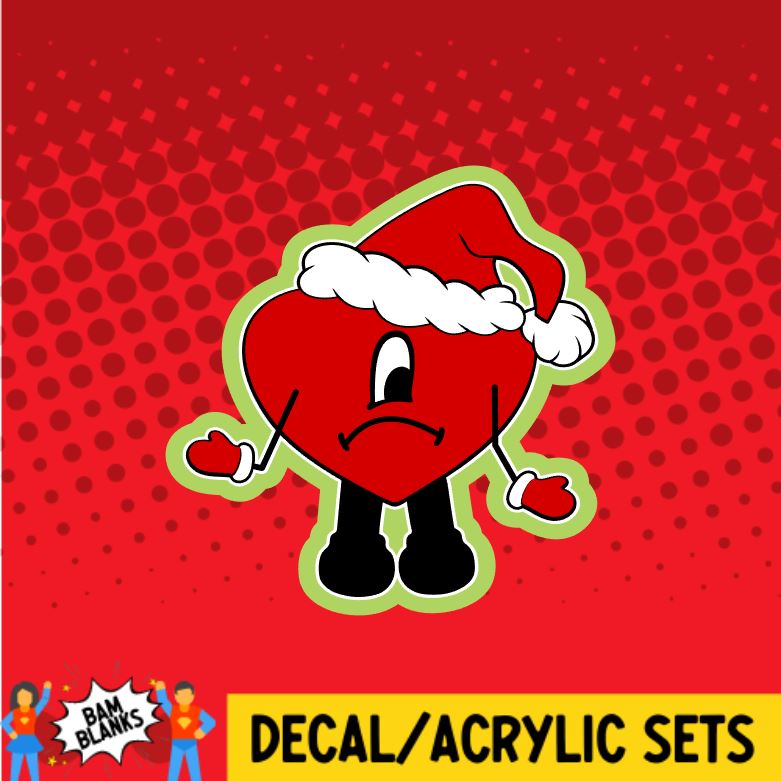 BB Heart Santa Hat - DECAL AND ACRYLIC SHAPE #DA01013 – BAM Blanks and More