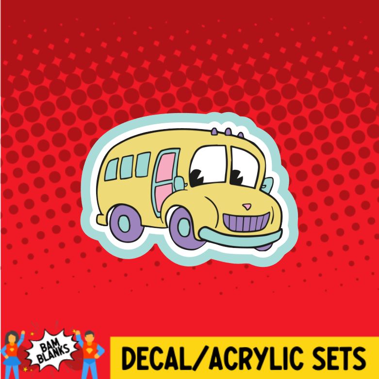 Cartoon School Bus - DECAL AND ACRYLIC SHAPE #DA01204 – BAM Blanks and More