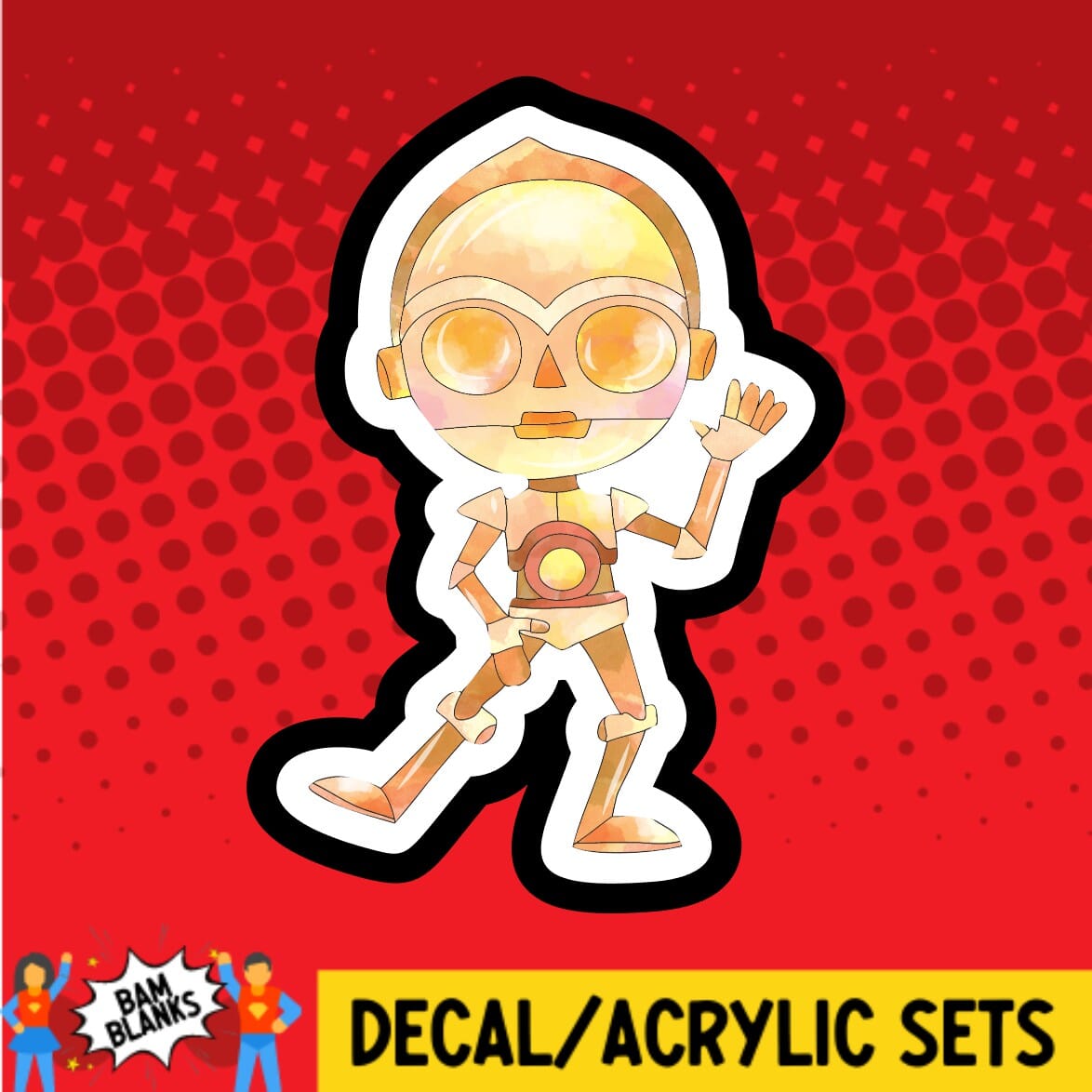 Gold Space Robot - DECAL AND ACRYLIC SHAPE #DA01374 – BAM Blanks and More