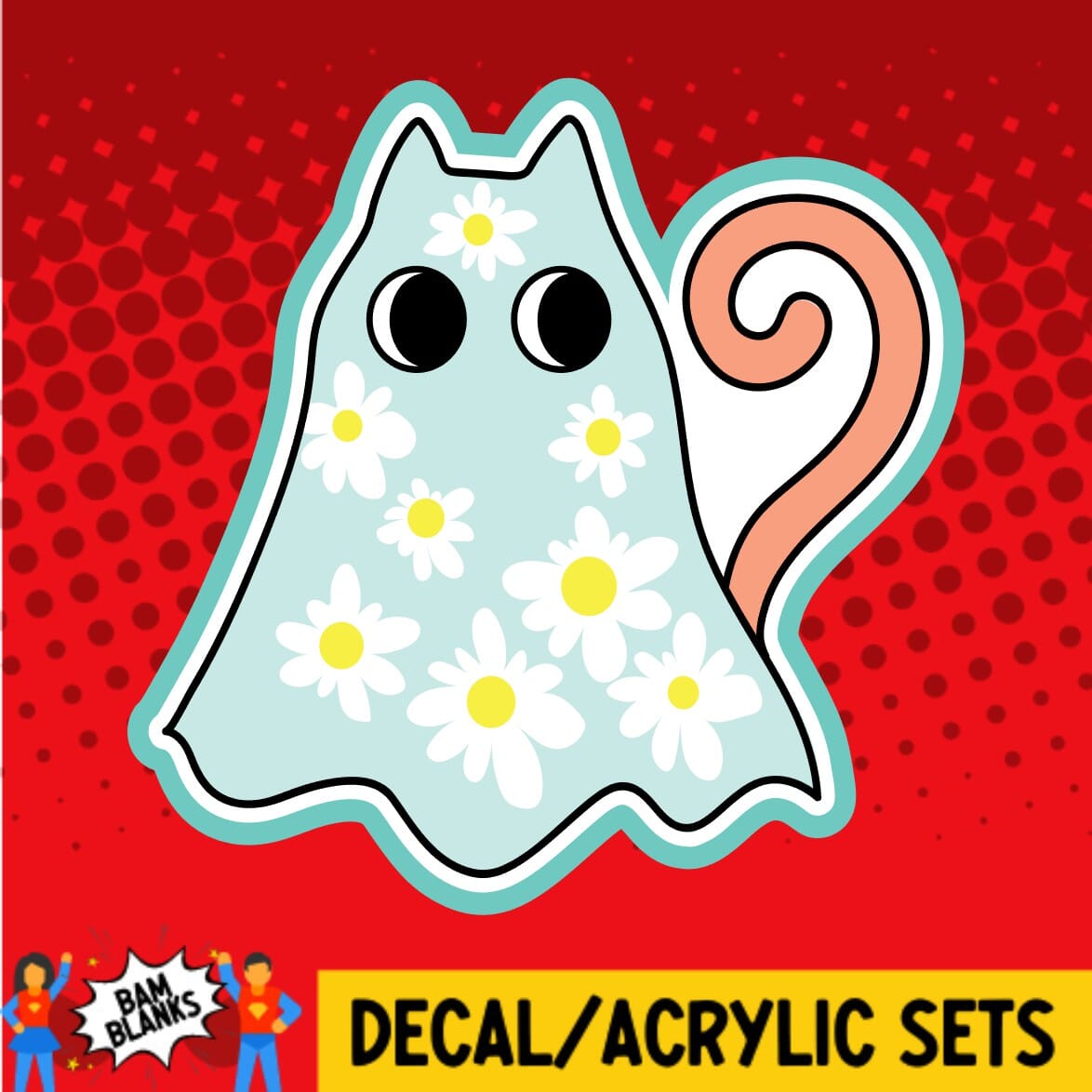 Groovy Cat Ghost Decal And Acrylic Shape Da01295 Bam Blanks And More