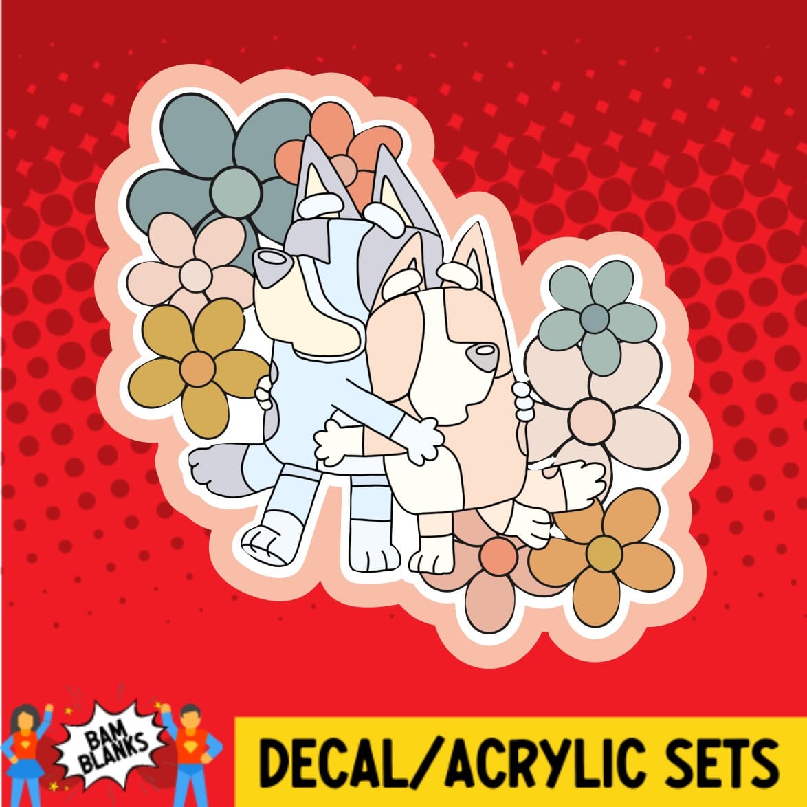 Retro Blue Dog - DECAL AND ACRYLIC SHAPE #DA01309 – BAM Blanks and More