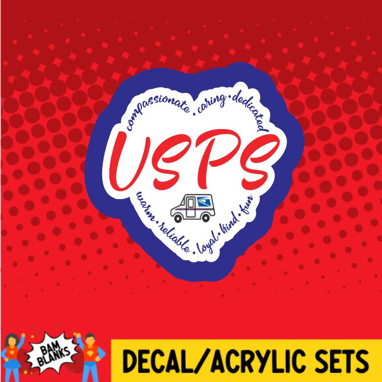 USPS Heart - DECAL AND ACRYLIC SHAPE #DA0711 – BAM Blanks and More