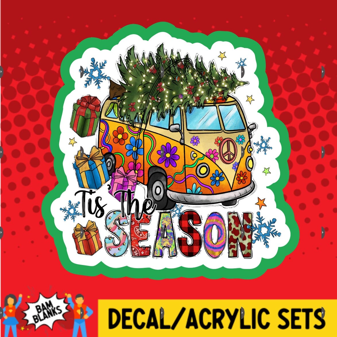 VW Van Christmas Tis the Season - DECAL AND ACRYLIC SHAPE #DA01541 ...