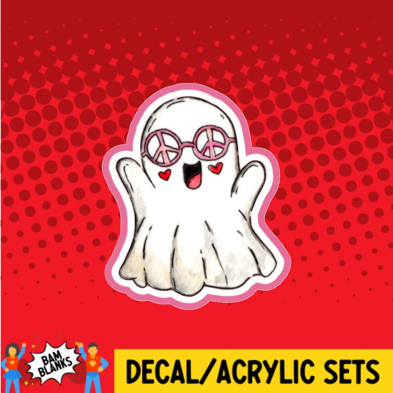 Watercolor Ghost with Peace Sign Glasses - DECAL AND ACRYLIC SHAPE #DA ...